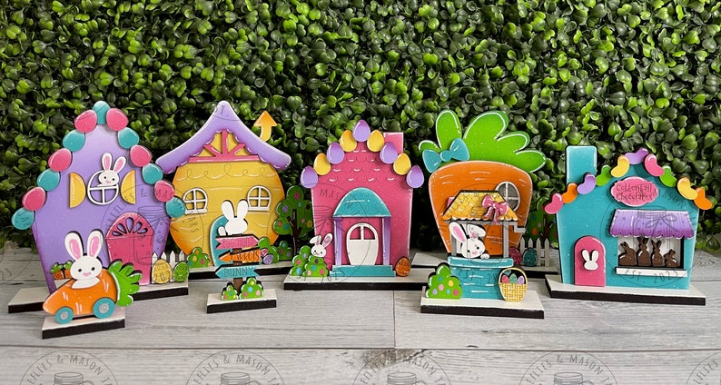 Easter House Village Tabletop Decor | Spring Home Decor, Tiered Tray ...