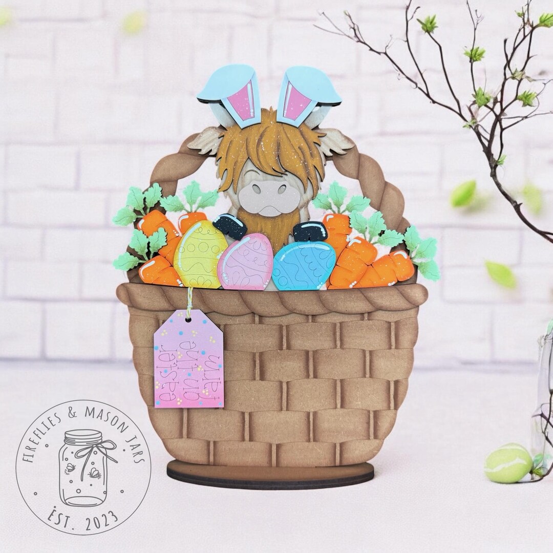 Highland Cow Easter | Add-on for Large Flower Baskets and More ...