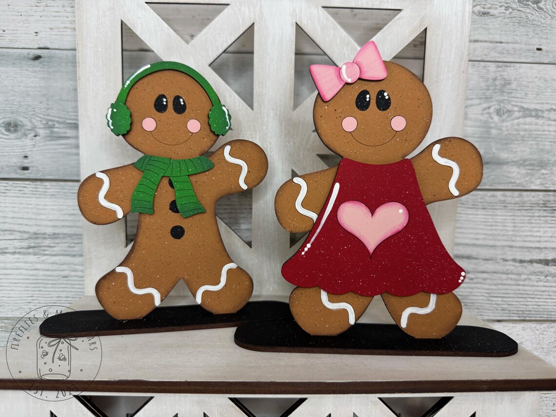 Gingerbread Standing Family, Custom Winter Tabletop Decor, Christmas ...