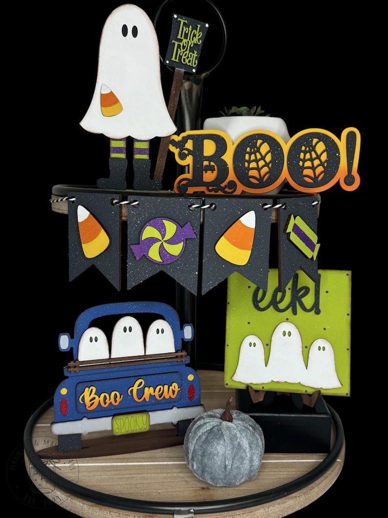 Boo Crew Halloween Home Decor Set, Farm Truck Tiered Tray Decor, Mini ...