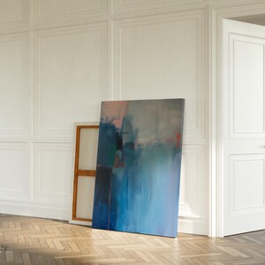Blue Abstract Art Painting Print- Statement Canvas | Extra Large Abstract Wall Art | Neutral ...
