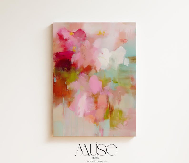 Pink Orange Abstract Art Print: Bold Vertical Canvas Wall Decor - Etsy