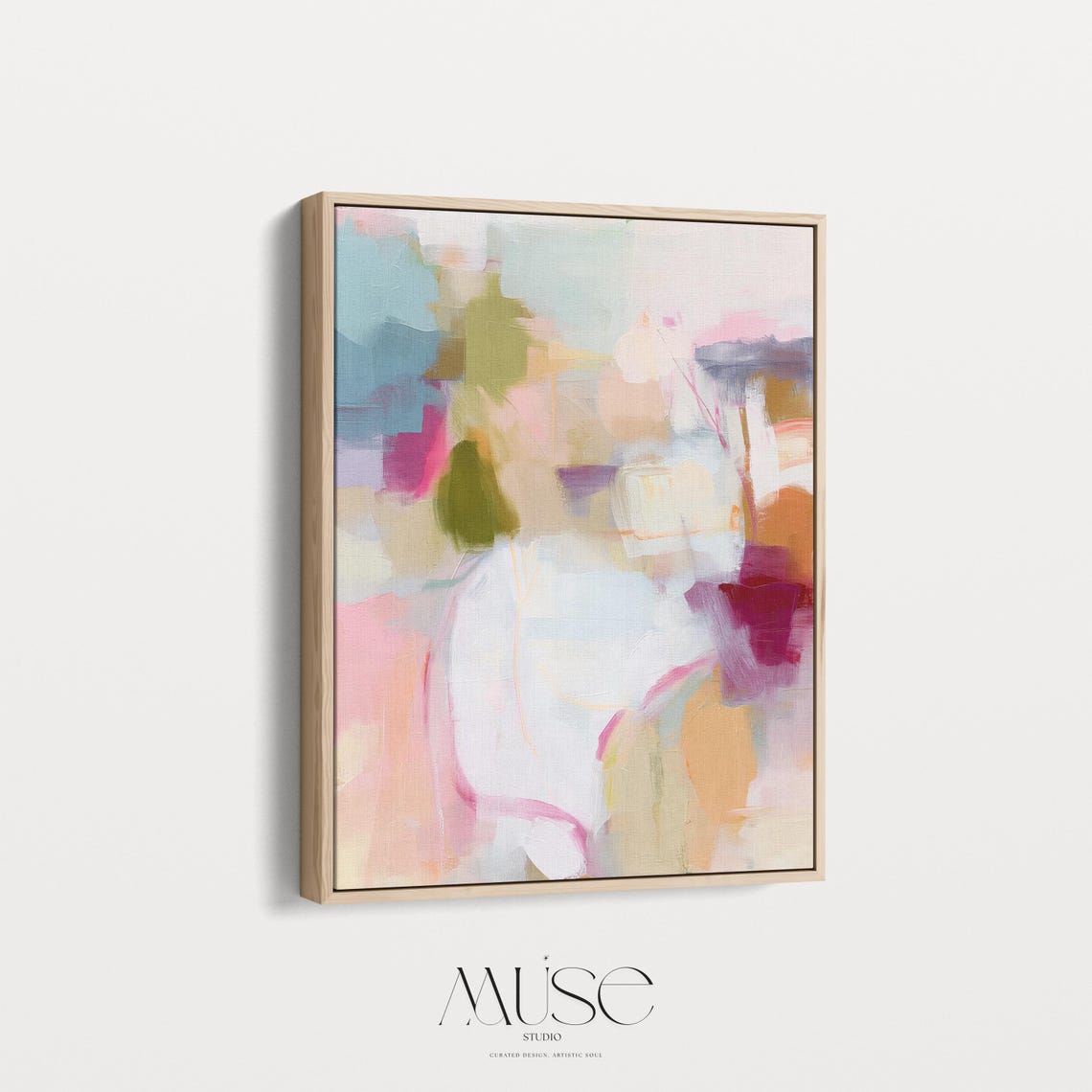 Framed Wall Art by Muse Studio • Blush Olive and Coral Abstract ...