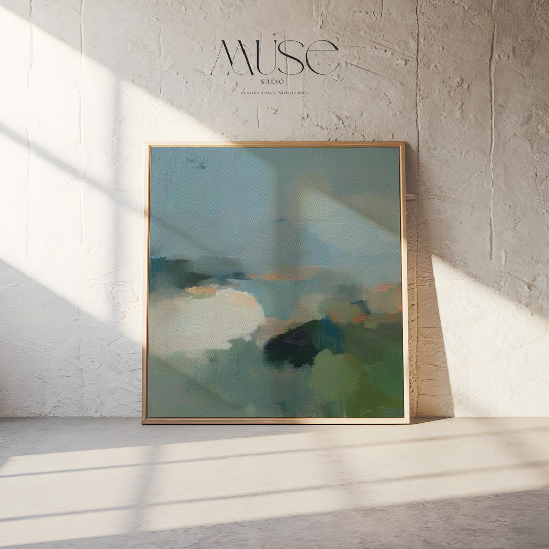 Large Abstract Wall Art by Muse Studio • Square Canvas in Sage Green ...