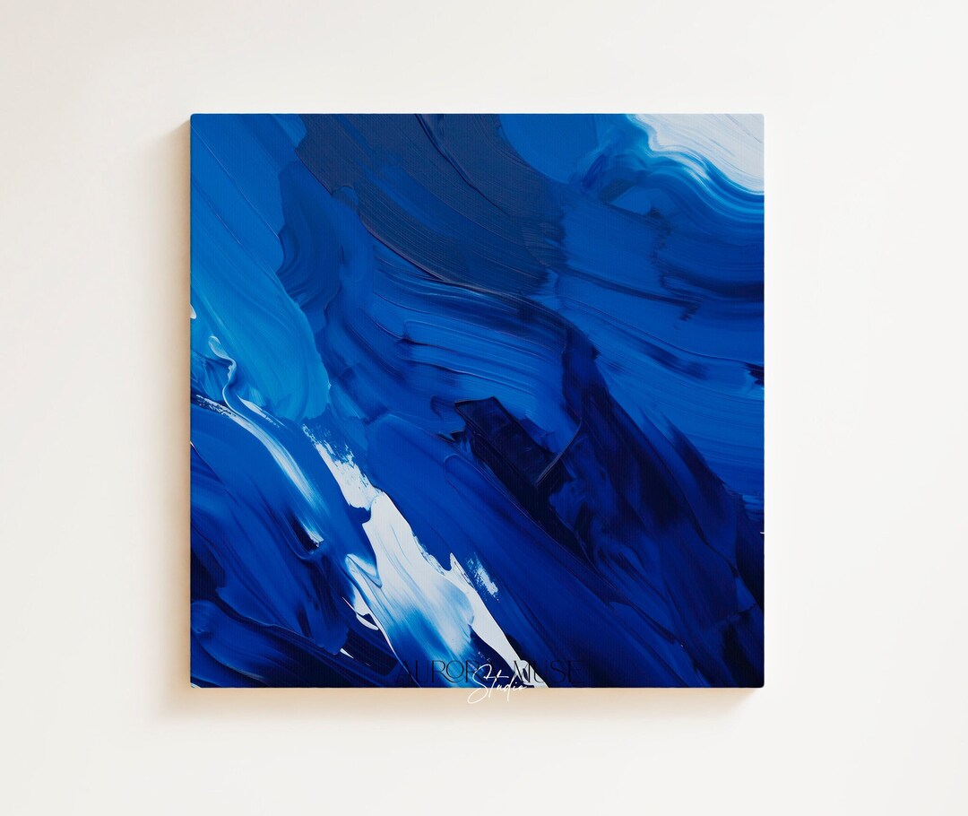 Large Abstract Painting, Blue Wall Art, Large Abstract Print Blue ...