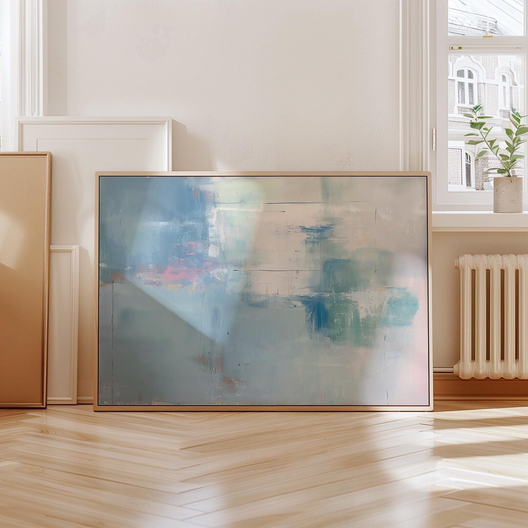 Baby Blue Large Abstract CANVAS PRINT, Horizontal Painting, Canvas ...