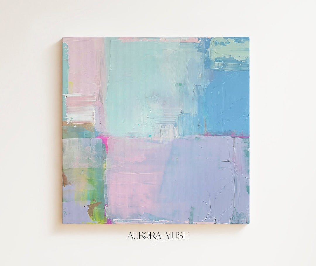 Large Abstract Painting, Colorful Canvas, Large Abstract Print, Square ...