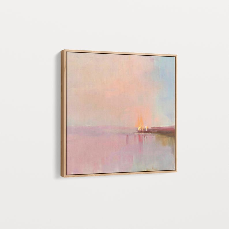 Framed Abstract Canvas Art Blush Pink Horizon Pastel Landscape Soft ...