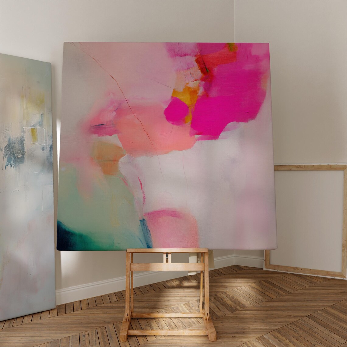 Large Abstract Wall Art by Muse Studio • Pastel Botanical Boho Giclée ...