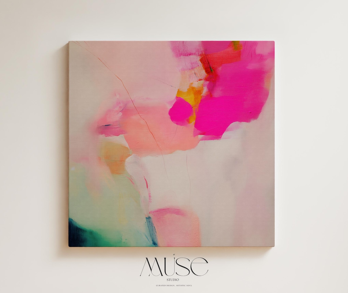 Large Abstract Wall Art by Muse Studio • Pastel Botanical Boho Giclée ...