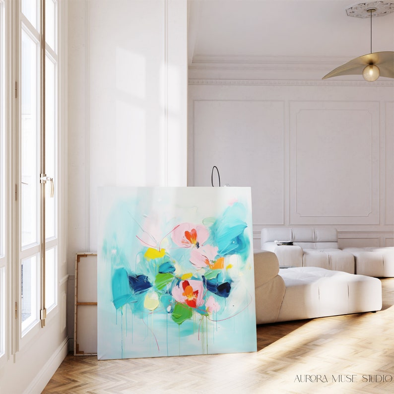 Colorful Modern Wall Art Bright Colorful Art Prints Teal and Pink ...