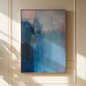 Blue Abstract Art Painting Print- Statement Canvas | Extra Large Abstract Wall Art | Neutral ...