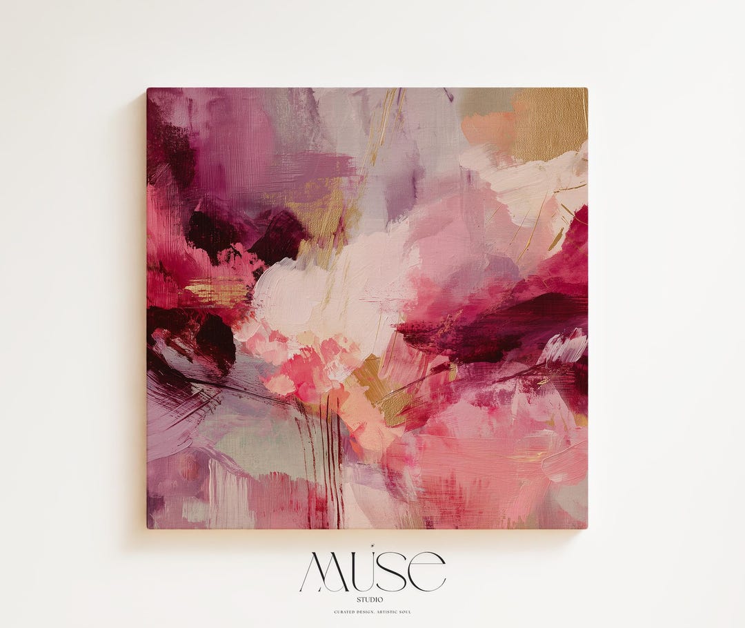 Canvas Wall Art by Muse Studio • Plum & Blush Abstract Painting • Soft ...