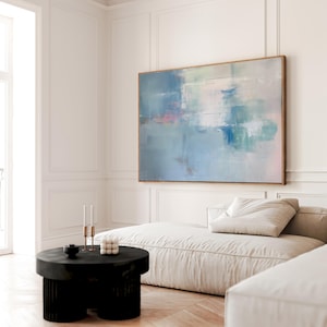 Baby Blue Large Abstract CANVAS PRINT, Horizontal Painting, Canvas ...