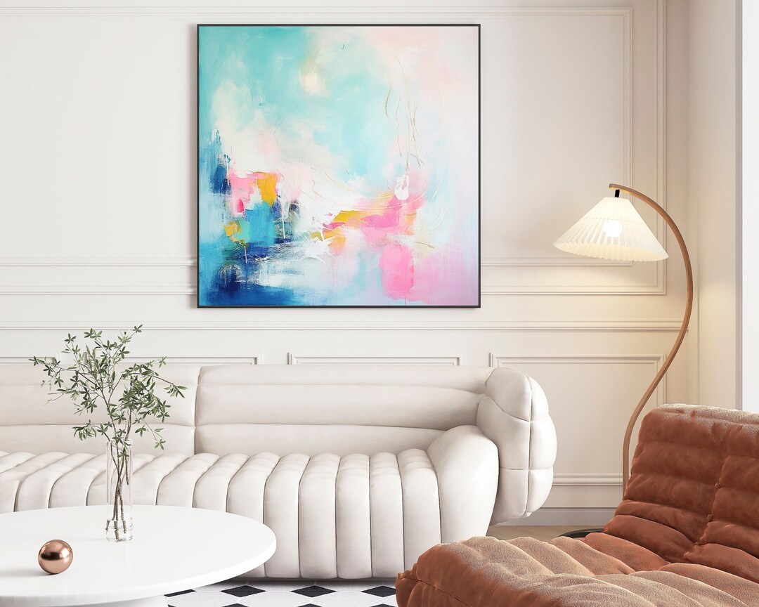 Colorful Modern Wall Art Bright Colorful Art Prints Blue and Pink ...
