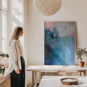 Blue Abstract Art Painting Print- Statement Canvas | Extra Large Abstract Wall Art | Neutral ...