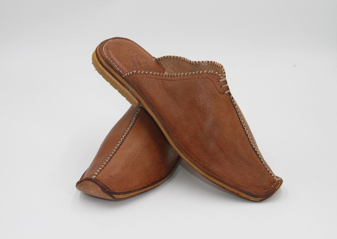 Moroccan Shoes Babouche Men Slippers Handmade Shoes Leather - Etsy