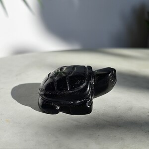 Cute Black Obsidian Turtle Carving - Crystal - Crystal Carving ...
