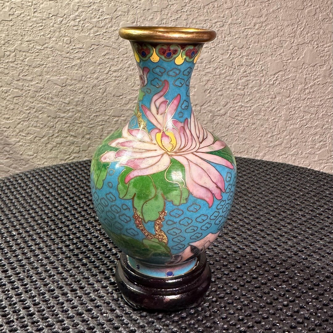 4.75" Chinese Miniature Jingfa Cloisonné Enamel Vase, Enamel on Brass ...