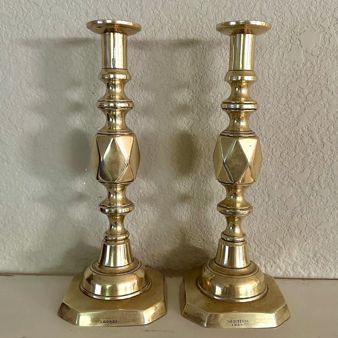 1897 Queen of Diamonds Candlesticks. Beautiful Victorian Antiques - Etsy