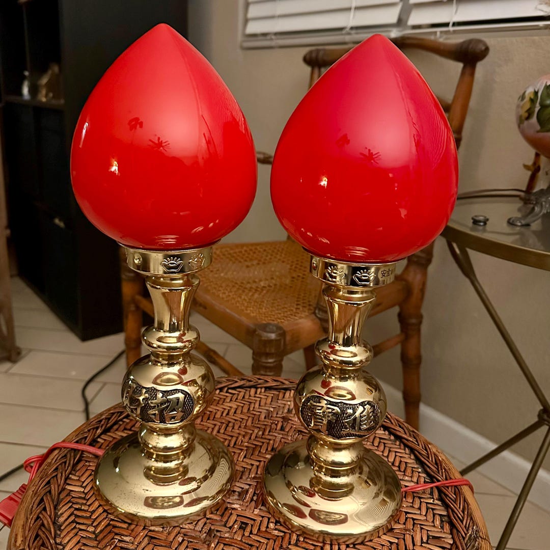 Vintage Buddhist Prayer Lamps. "fortune" "covered in Gold.” Brass and ...