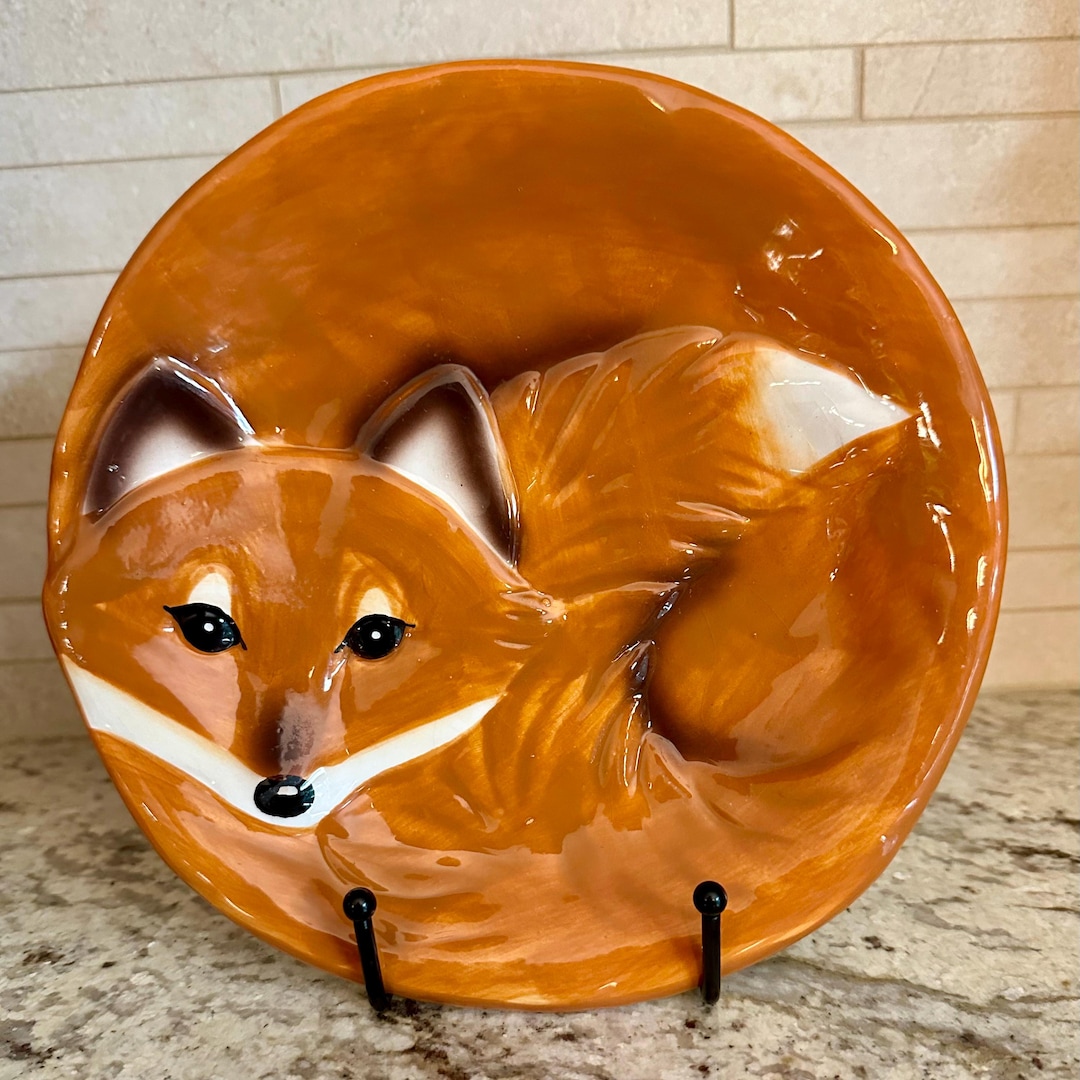 Ceramic Fox Plate. Beautiful. - Etsy