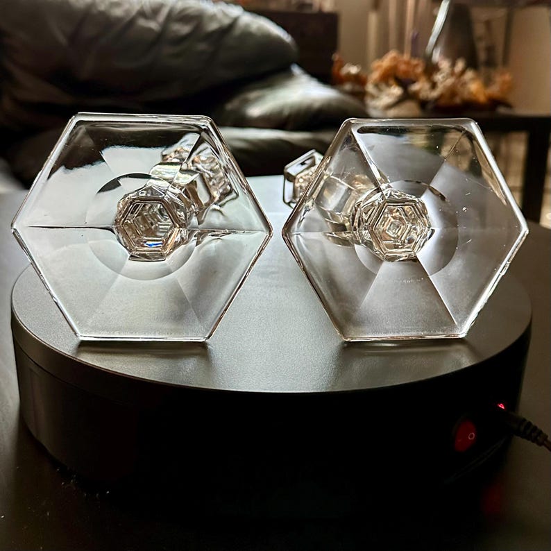 Antique Heisey Crystal Candlesticks Pair 9” Georgian Elegant Glass ...
