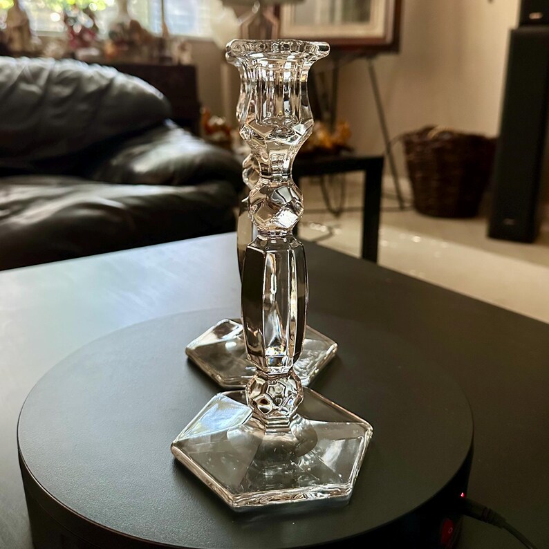 Antique Heisey Crystal Candlesticks Pair 9” Georgian Elegant Glass ...