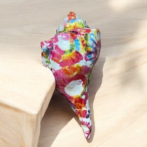 Psychedelic Knobbed Whelk Planter, Air Plant, Decoupage, Tie Dye, UV ...
