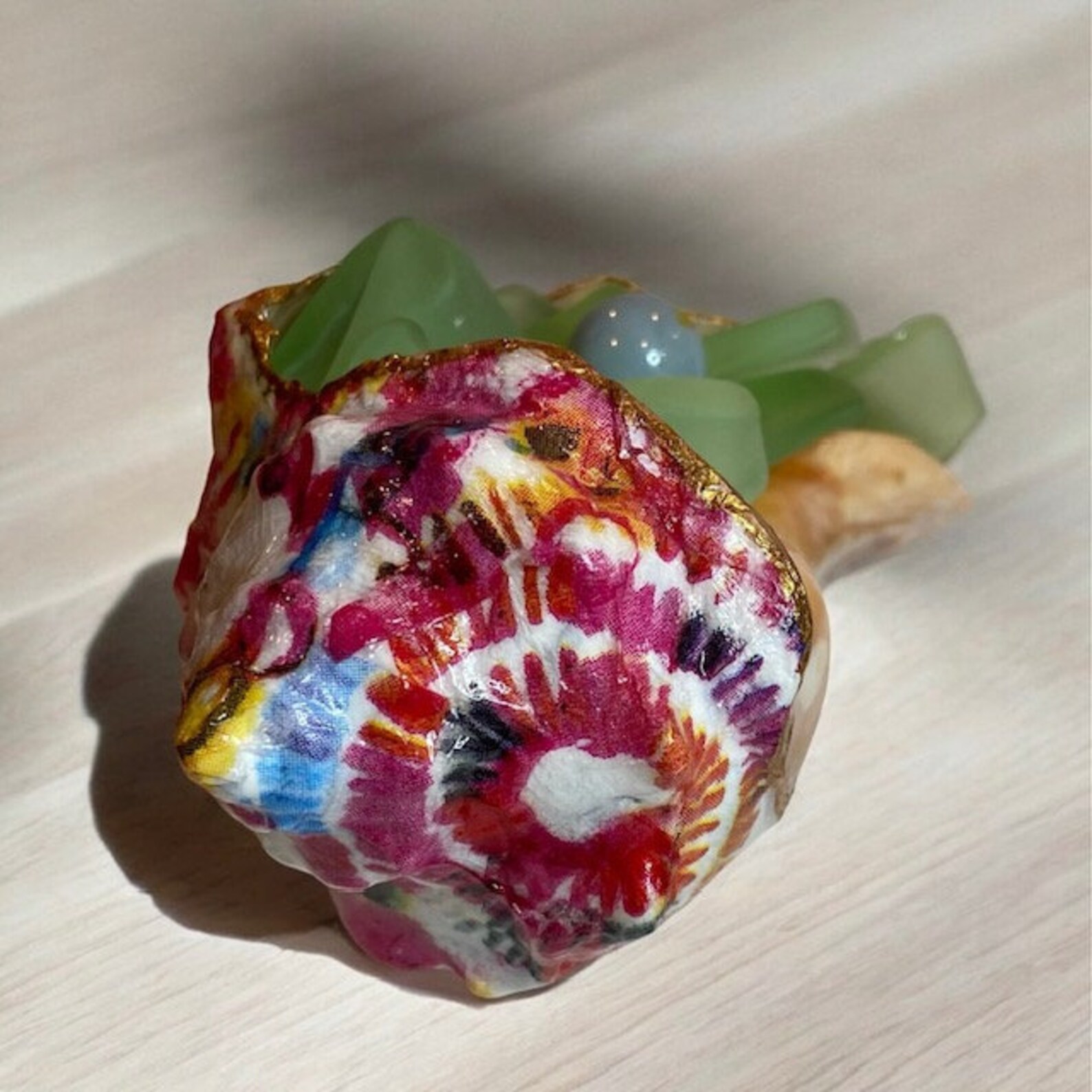 Psychedelic Knobbed Whelk Planter, Air Plant, Decoupage, Tie Dye, UV ...