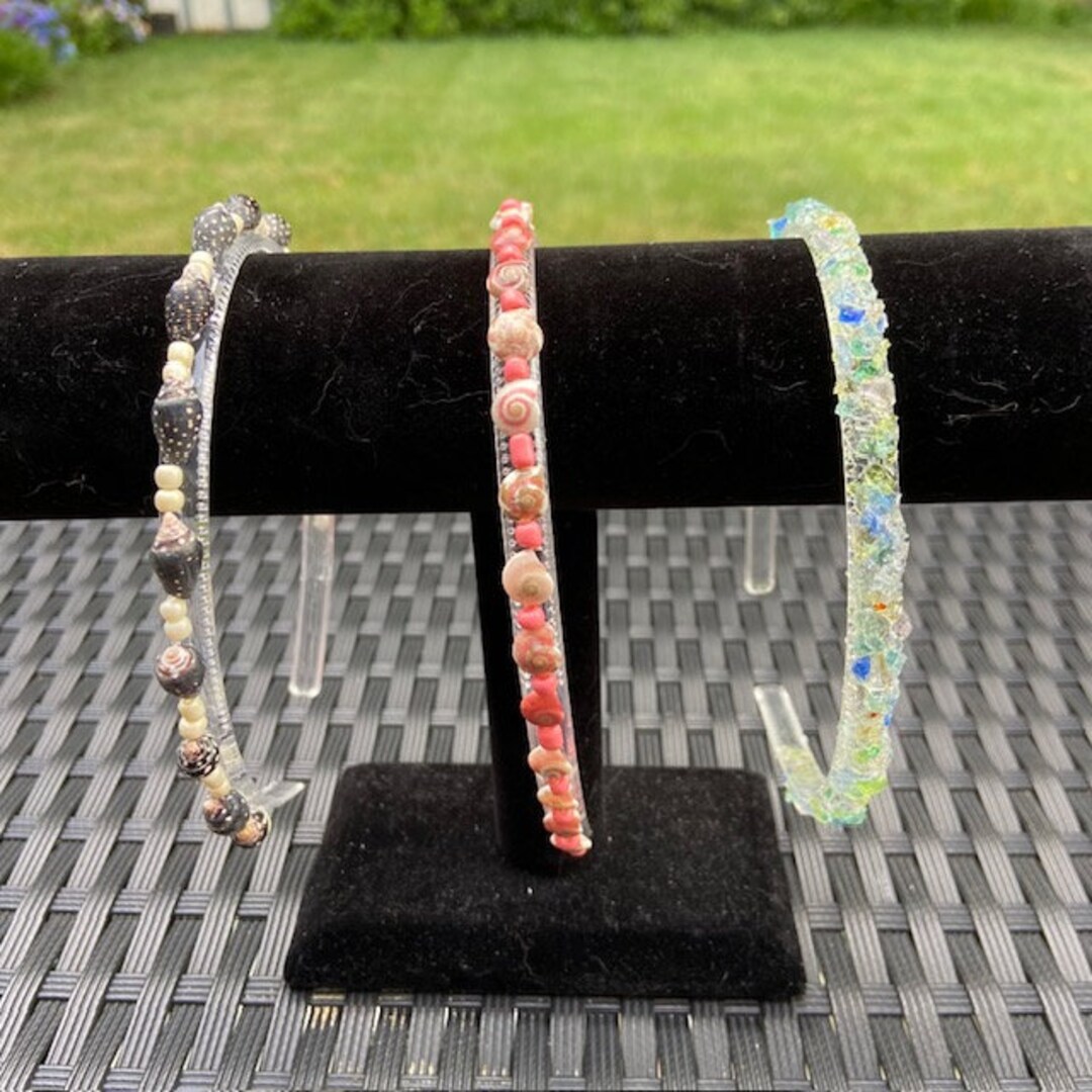 Sea-inspired Headbands, Clear Headbands, Crushed Sea Glass, Hair ...