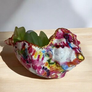 Psychedelic Knobbed Whelk Planter, Air Plant, Decoupage, Tie Dye, UV ...