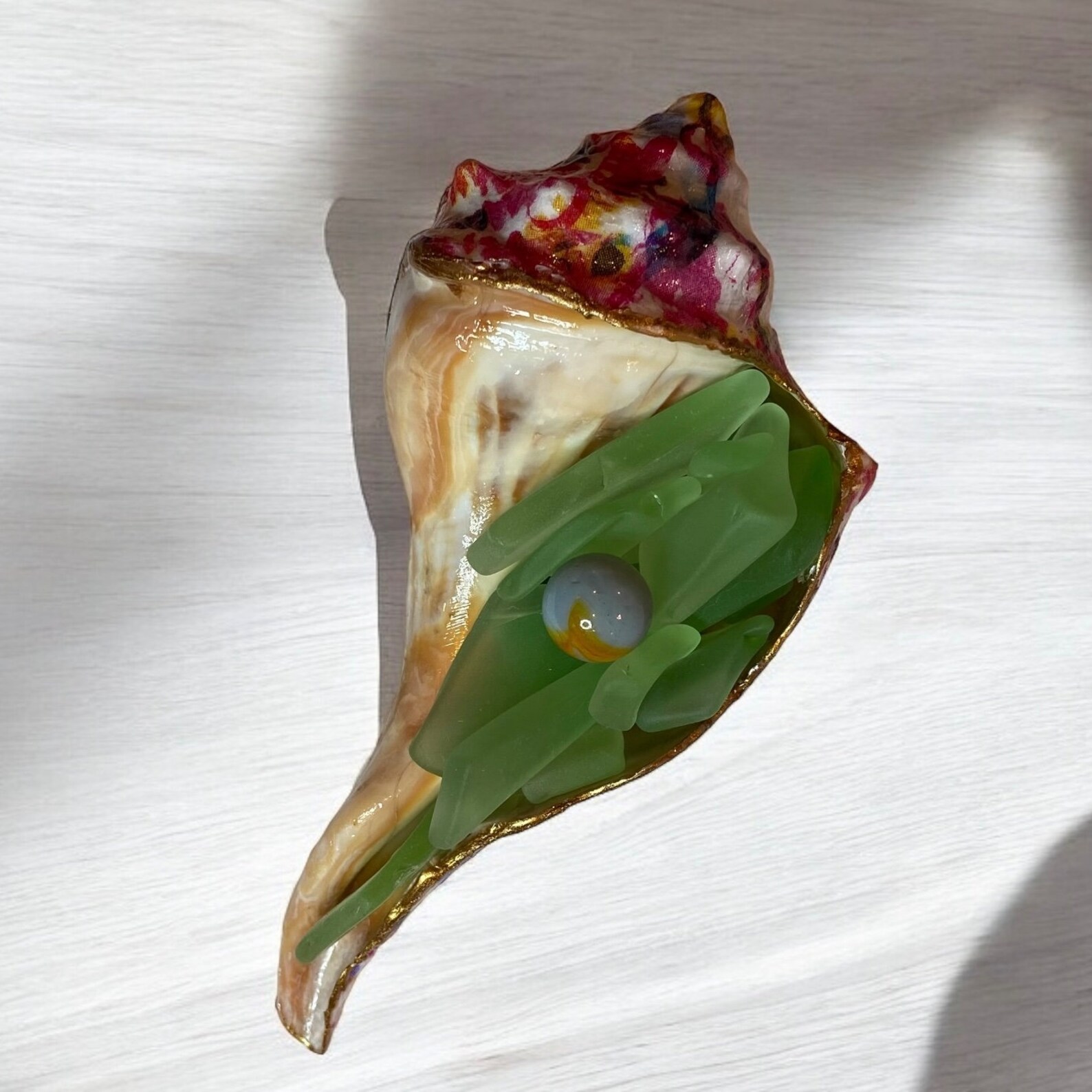 Psychedelic Knobbed Whelk Planter, Air Plant, Decoupage, Tie Dye, UV ...