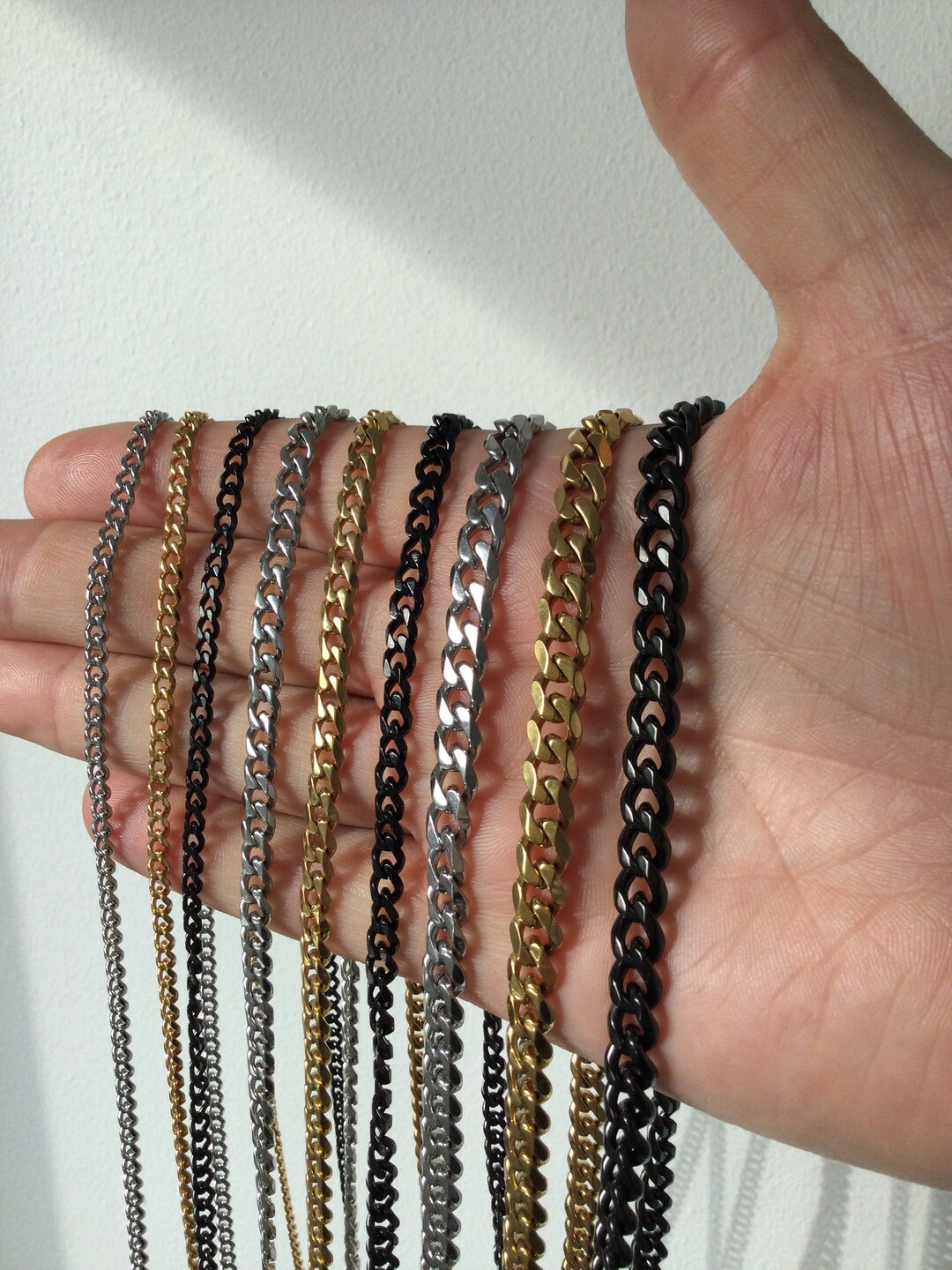 Curb Chain Necklace: Stainless Steel, Gold, Black Chain - Etsy