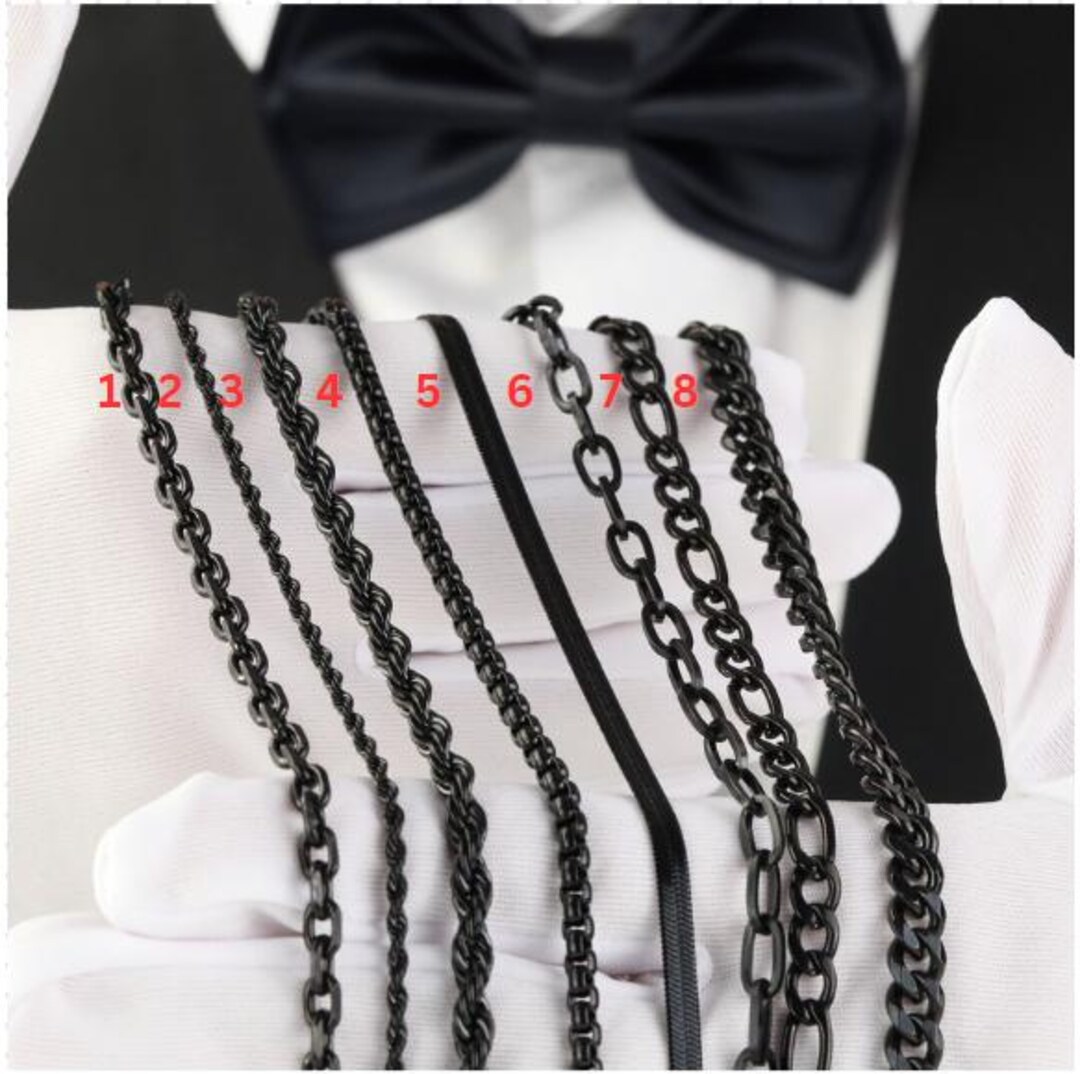 Black Stainless Steel Chain Necklace: Figaro,curb,paperclip,rope,twist ...
