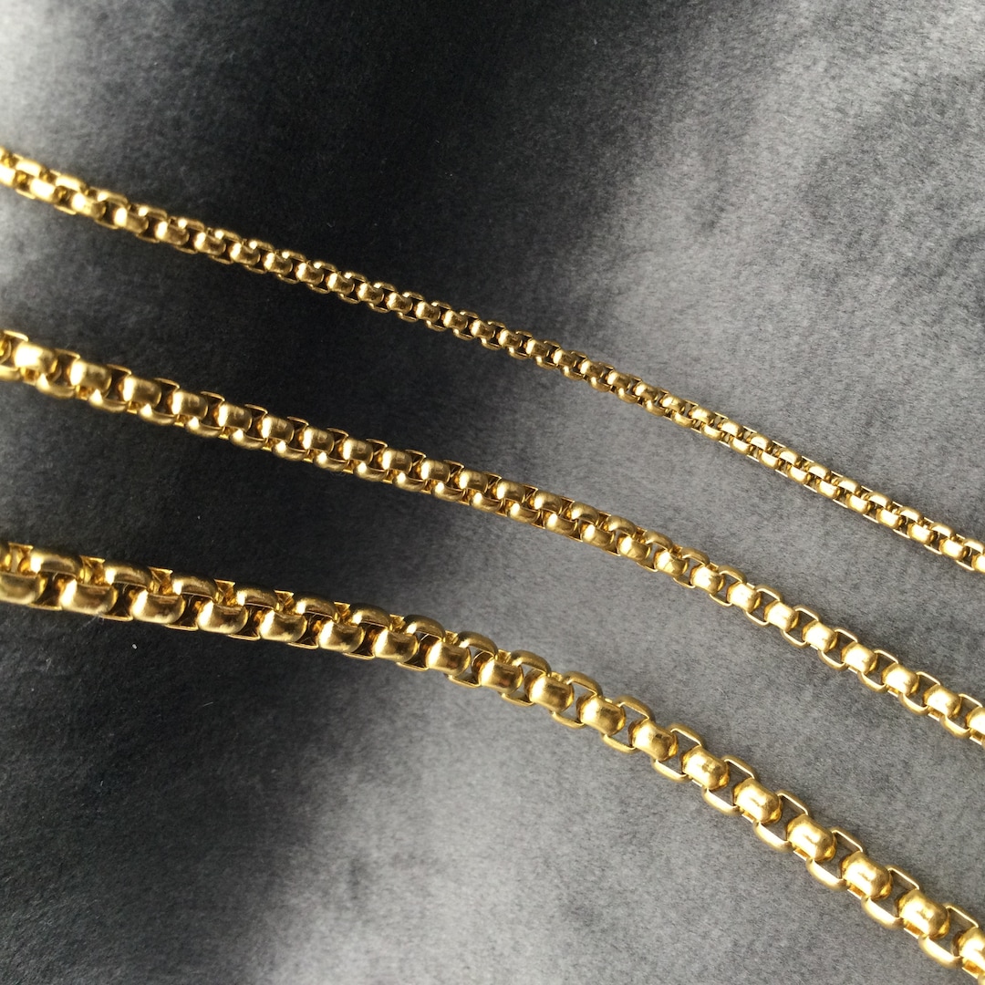 18K Gold FILLED Box Chain Necklace,christmas Gift,curb,twist,rope,wheat ...