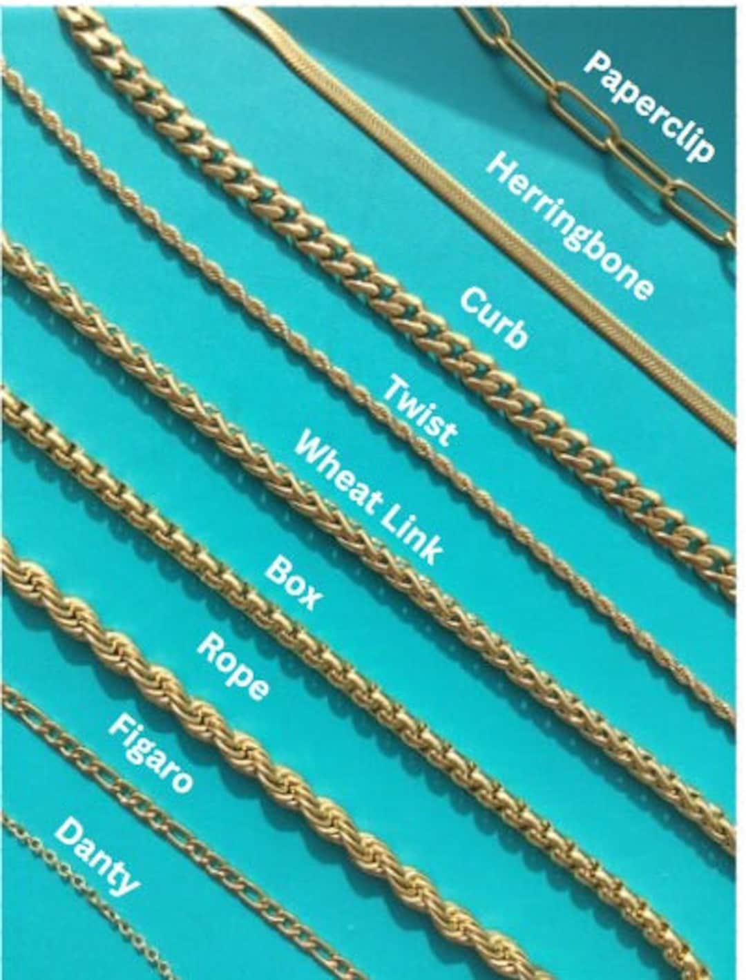 Personalized 18K Gold Filled Chain Necklace: Curb, Figaro, Rope ...