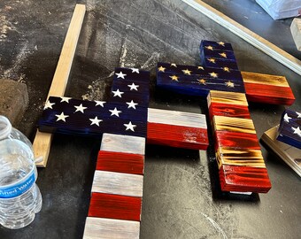 Rustic Wooden American Flag Memorial Cross - Etsy