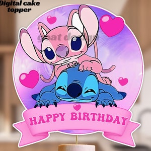 Stitch and Angel Cake Topper Printable Stitch Cake Topper Stitch Angel ...