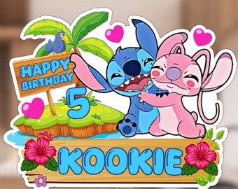 Stitch & Angel Cake Topper Printable Toppers Stitch Birthday Party - Etsy