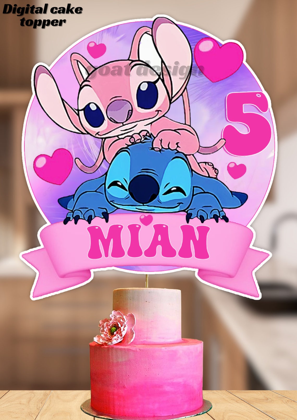 Stitch and Angel Cake Topper Printable Stitch Cake Topper Stitch Angel ...