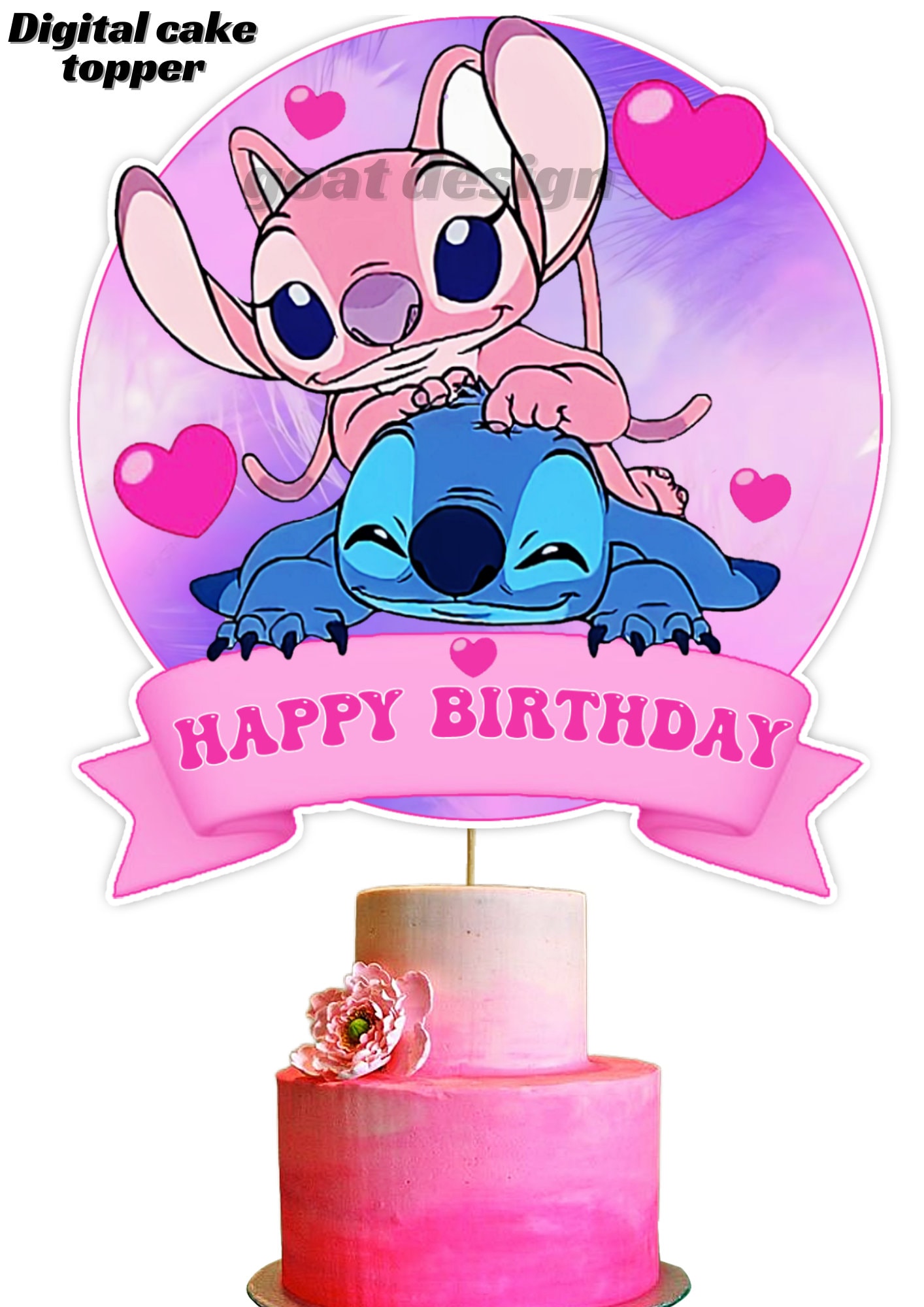 Stitch and Angel Cake Topper Printable Stitch Cake Topper Stitch Angel ...