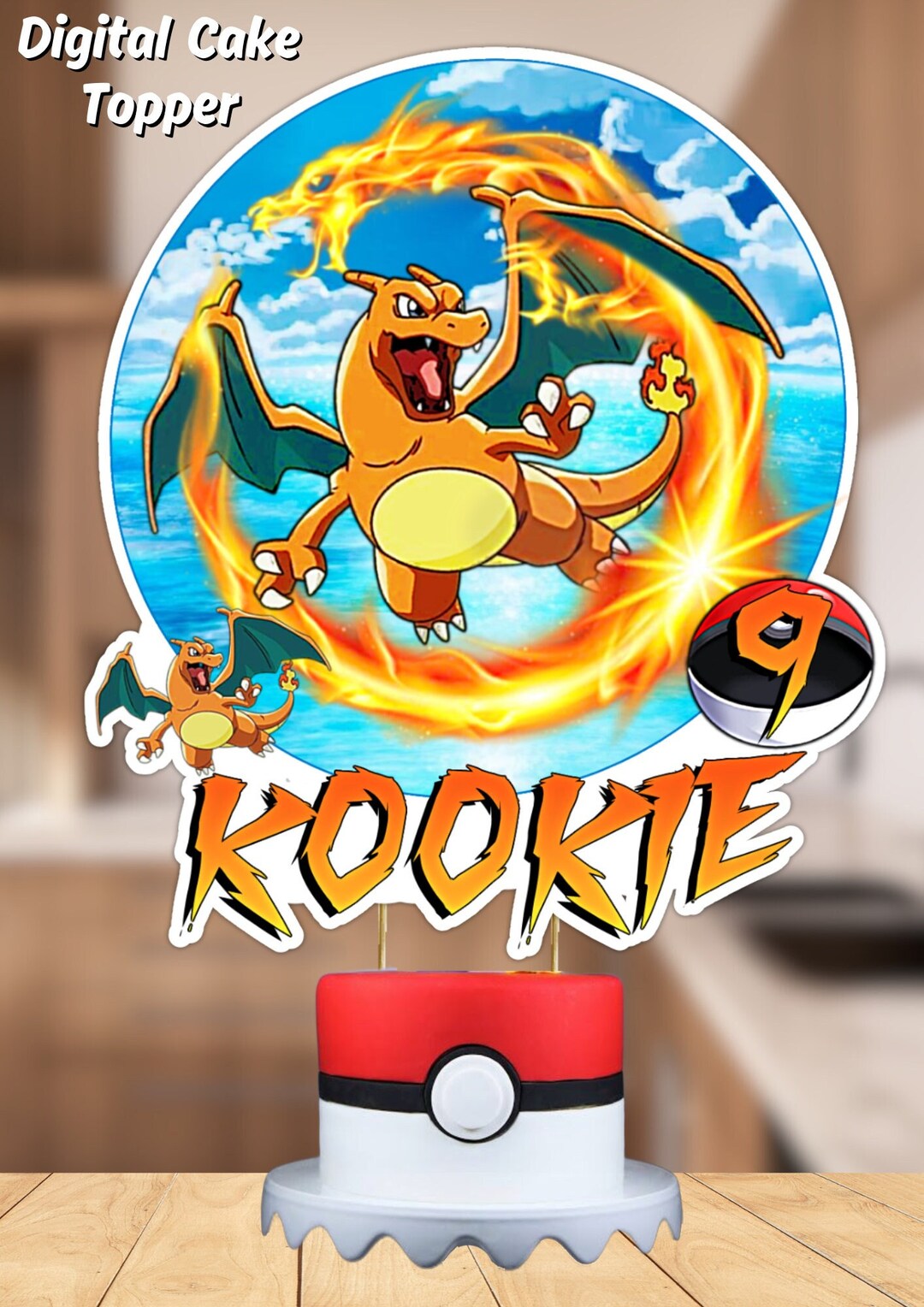 Pokemon Cake Topper Charizard Pokemon Cake Topper Pokemon Birthday Cake ...