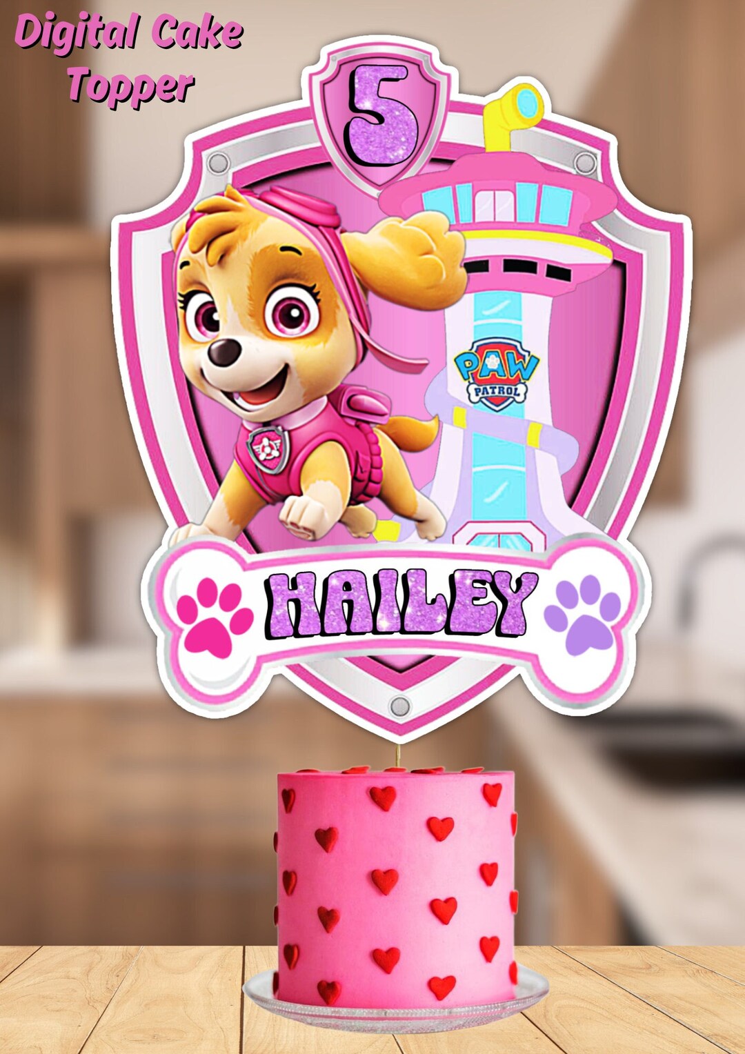 Sky Cake Topper, Sky Theme Cake Topper, Paw Printable Cake Topper, Dog ...