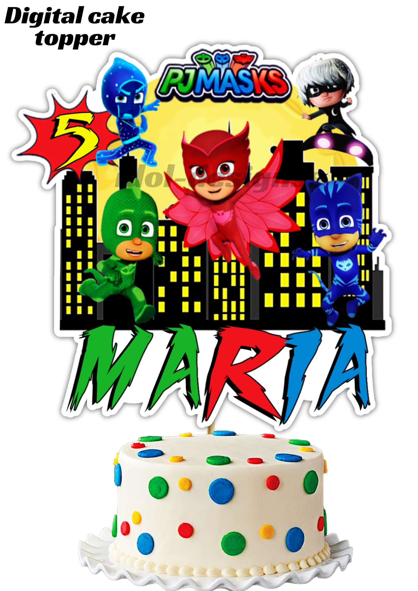 Pj Masks Cake Topper PJ Masks Digital Cake Topper Pj Masks Birthday PJ ...