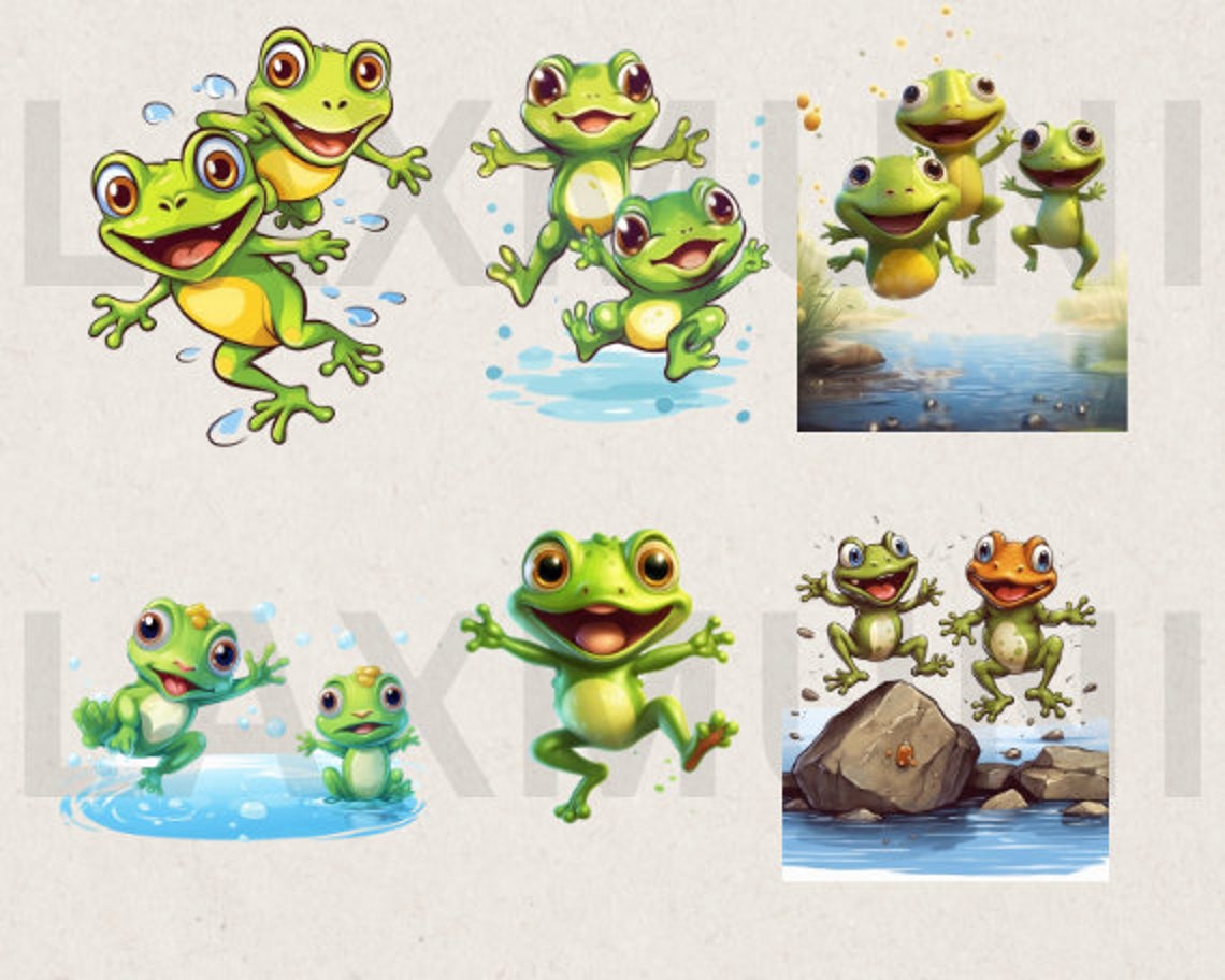 13 Frogs Clipart, Animal Clipart, Watercolor Clipart, Clipart Bundle ...