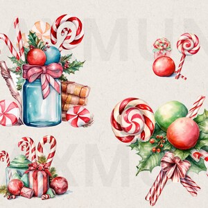 22 Christmas Clipart, Candies Clipart, Watercolor Clipart, Holiday ...