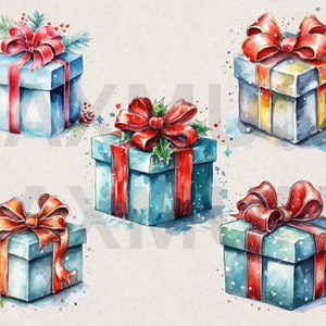 21 Christmas Gifts Clipart, Gifts Clipart, Watercolor Clipart, Holiday ...