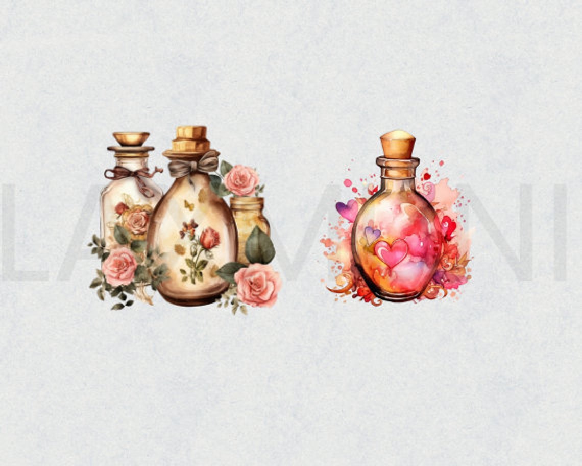 50 Valentine's Day Clipart, Watercolor Clipart Transparent Background ...