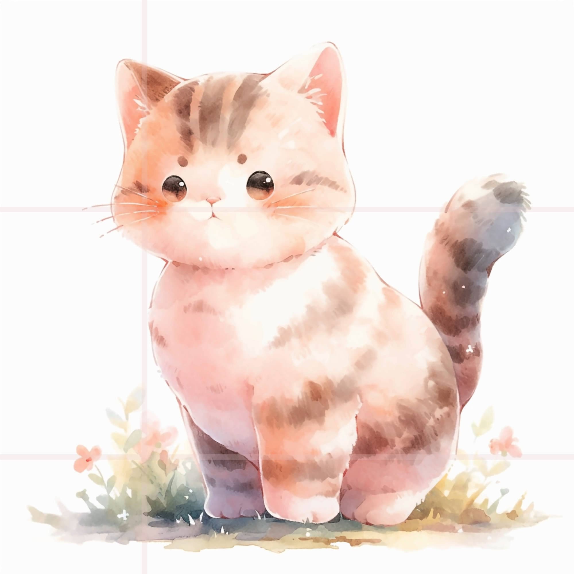 11 Watercolor Cute Cats Clipart, Personal and Commercial Use, JPG File ...